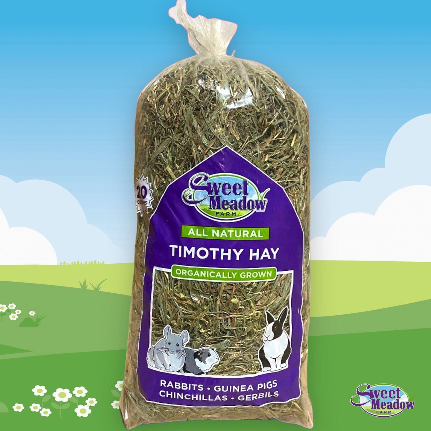SWEET MEADOW FARM Timothy Hay Organic Small Pet Food, 20-oz bag - Chewy.com