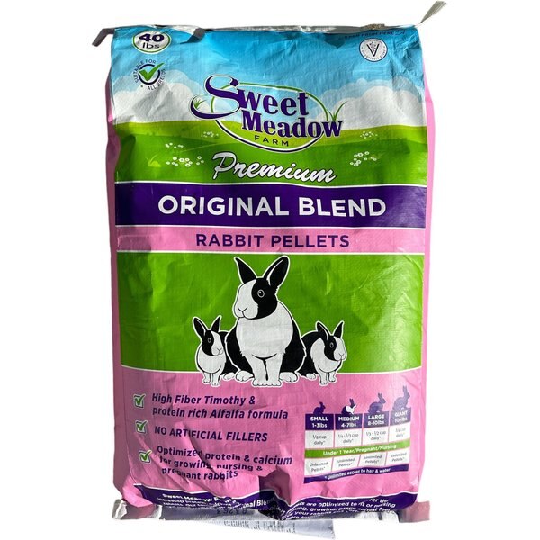 SWEET MEADOW FARM Rabbit Pellets Premium Timothy Blend Rabbit Food, 40 ...
