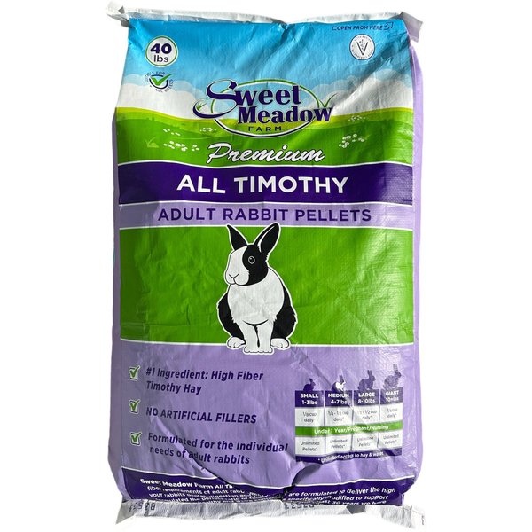 SWEET MEADOW FARM Timothy Pellets Adult Rabbit Food, 40-lb bag - Chewy.com