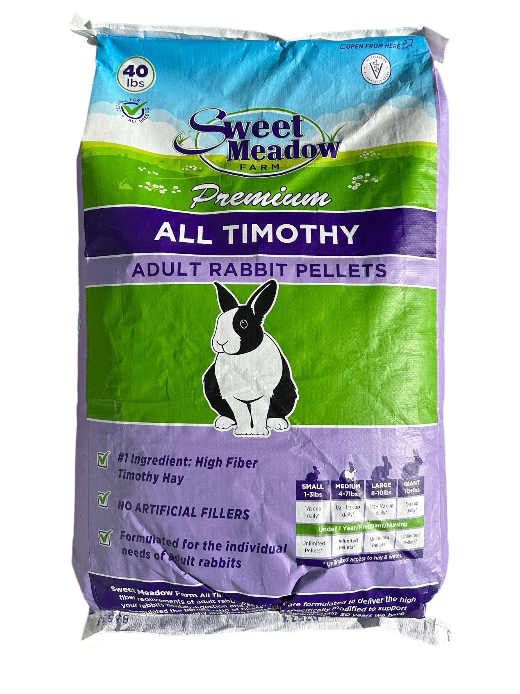 SWEET MEADOW FARM Timothy Pellets Adult Rabbit Food Customer Questions ...