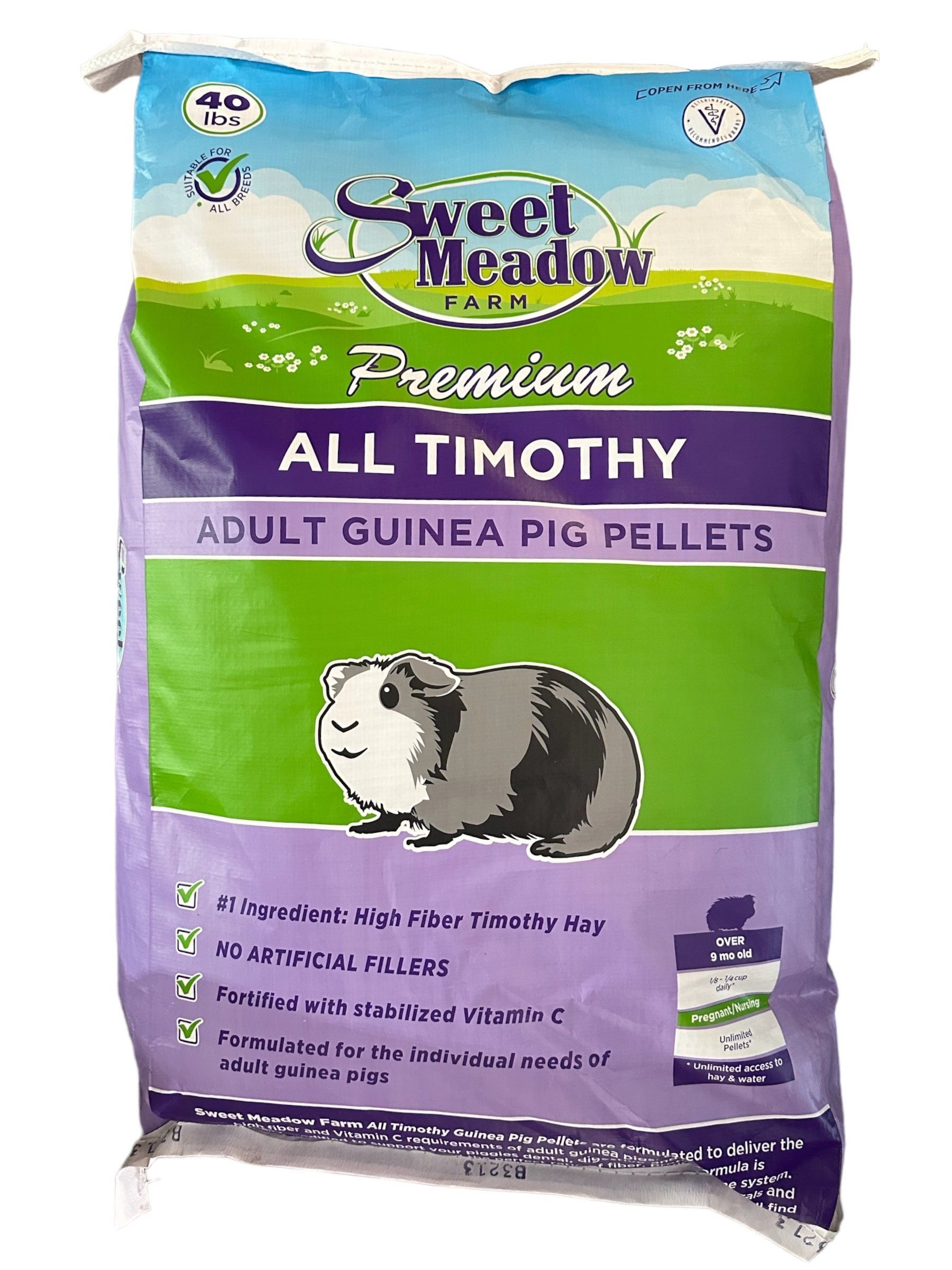 SWEET MEADOW FARM Premium Timothy Pellets Adult Guinea Pig Food ...