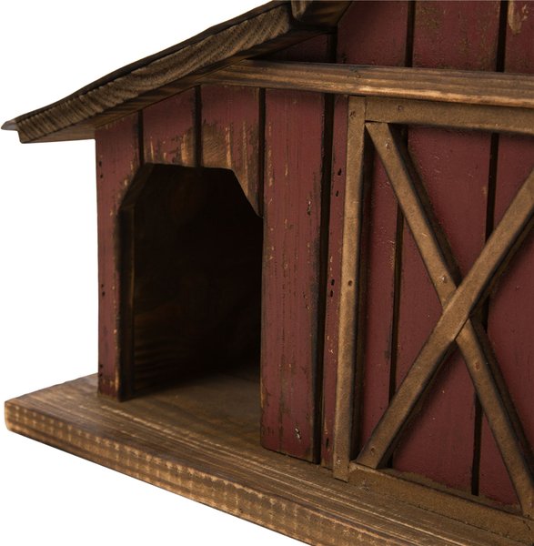 GLITZHOME Extra-Large Rustic Wood Barn Bird House, 20.67-in - Chewy.com
