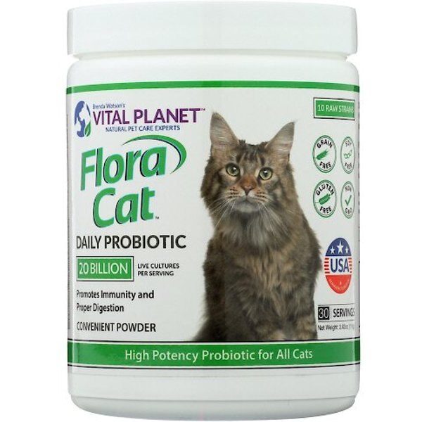 VITAL PLANET Flora Cat Daily Probiotic Powder Cat Supplement, 3.9-oz ...