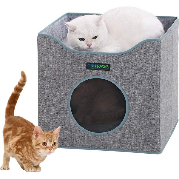 FRISCO Double Cube Stackable and Collapsible Cat Condo, Gray - Chewy.com