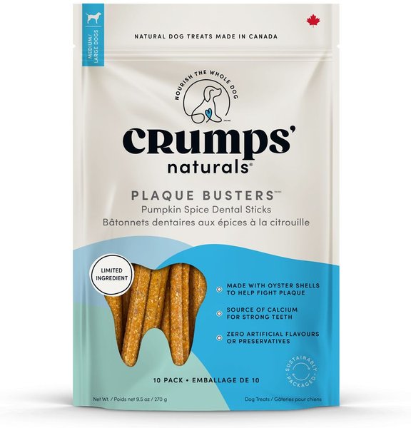 CRUMPS' NATURALS Plaque Busters Pumpkin Spice Flavor Dental Dog Treats ...