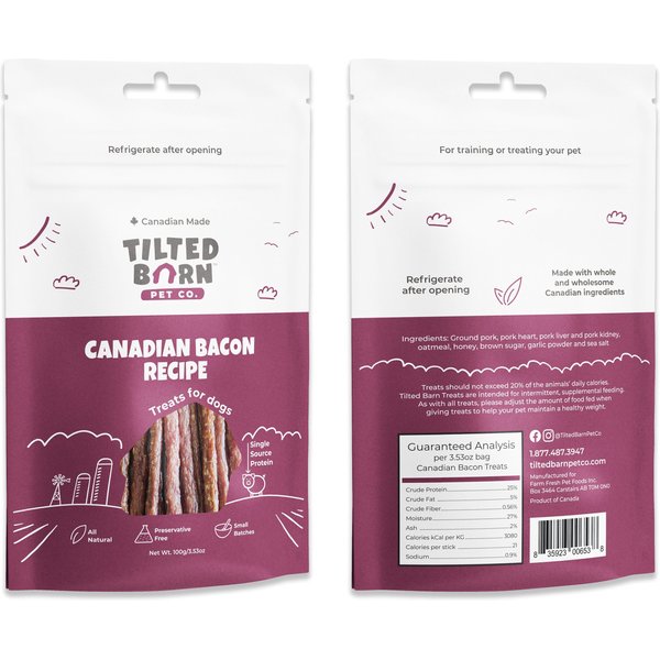 TILTED BARN PET COMPANY Canadian Bacon Recipe Dog Treats, 3.53-oz bag ...