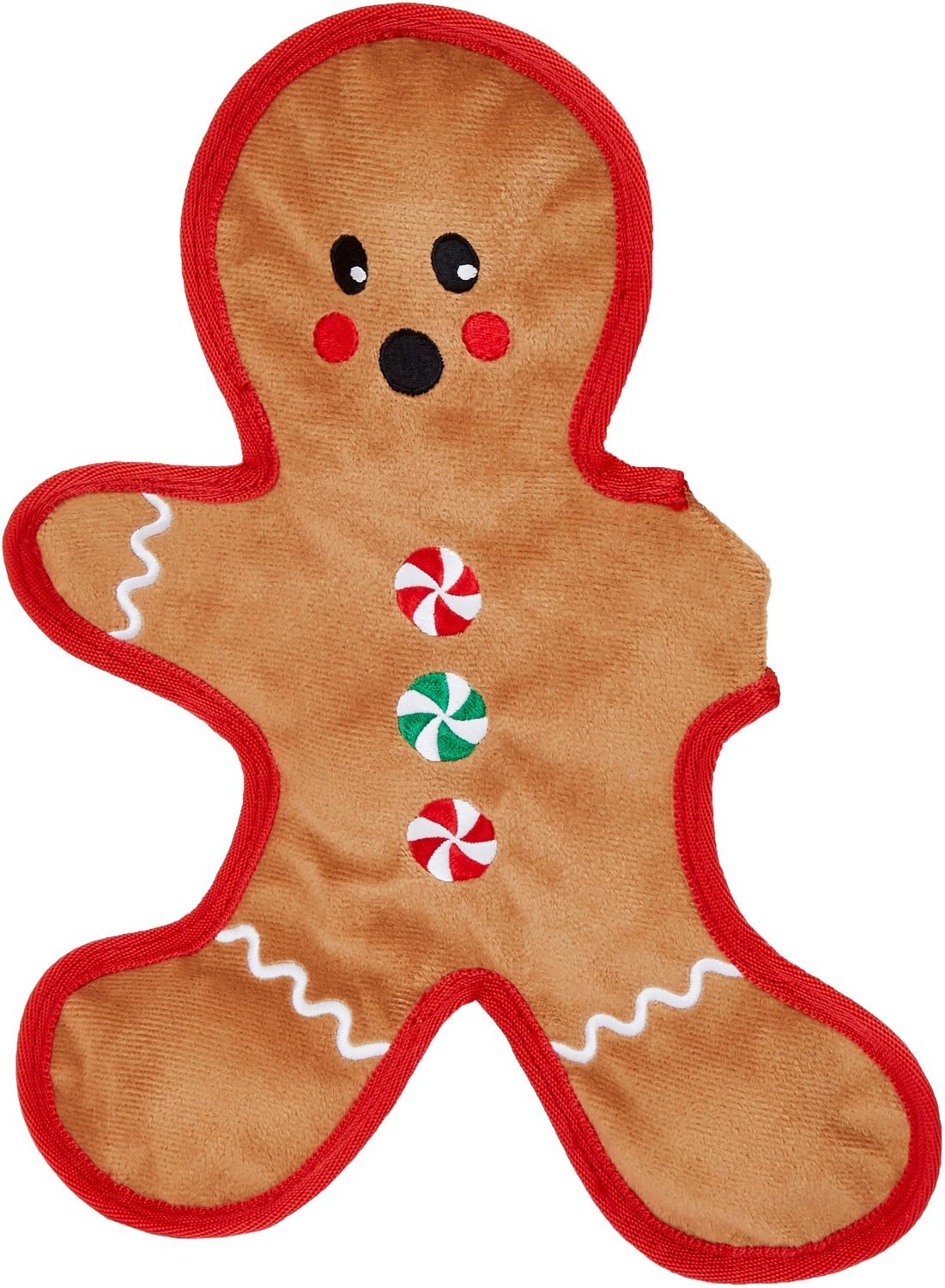 FRISCO Holiday Gingerbread Man Flat Plush Squeaky Dog Toy, Medium/Large ...
