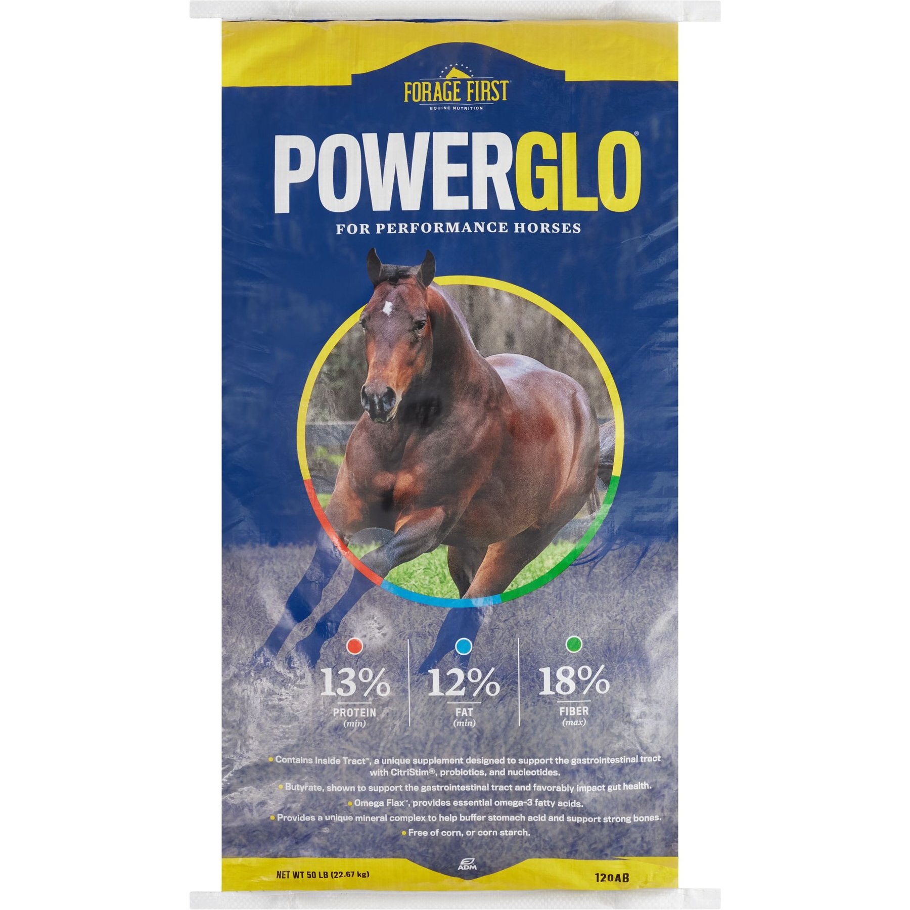 ADM POWERGLO Forage First Premium Nutrition Performance Horse Feed, 50 ...