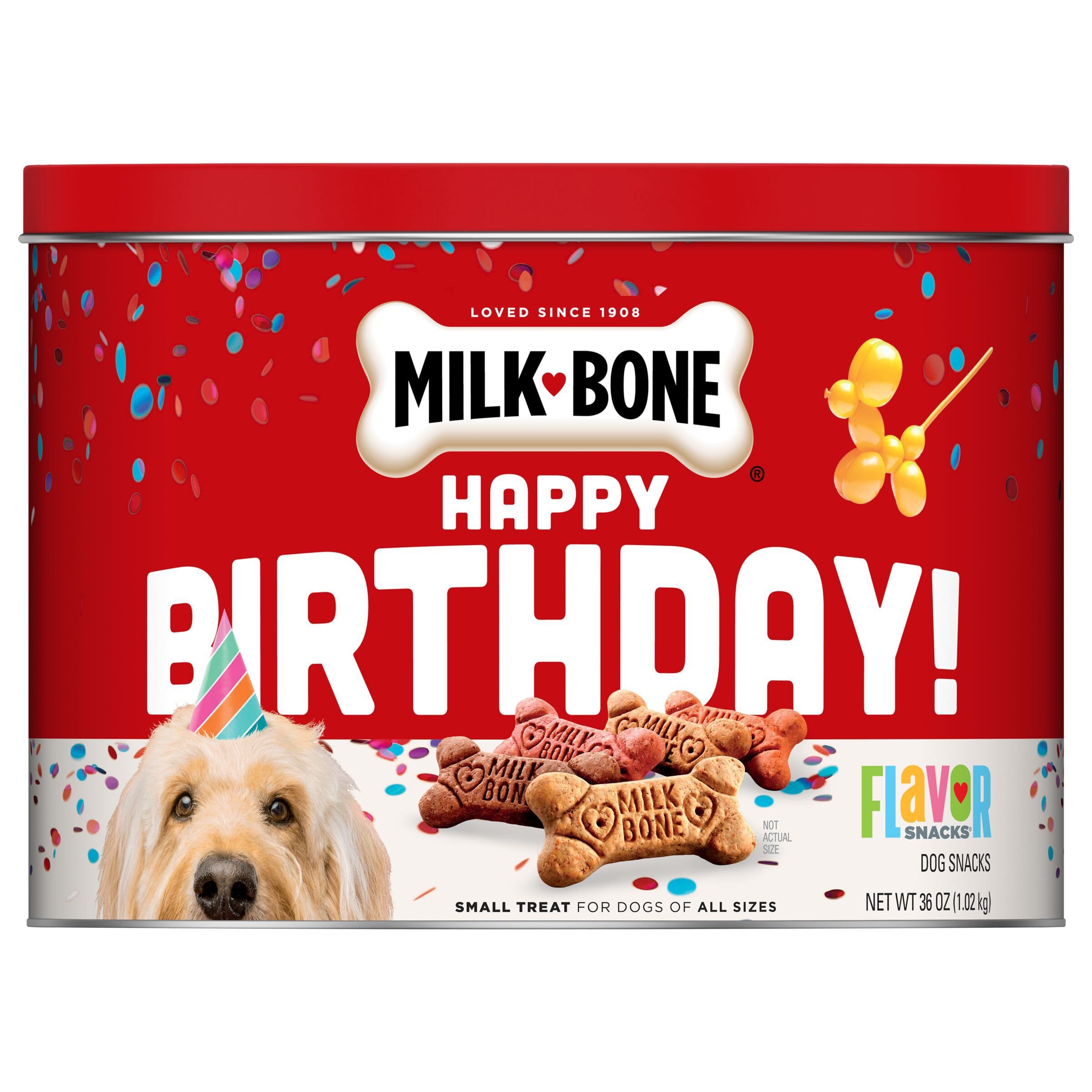 MILK-BONE Happy Birthday Flavor Snacks Small Bone Dog Treats, 36-oz tin ...