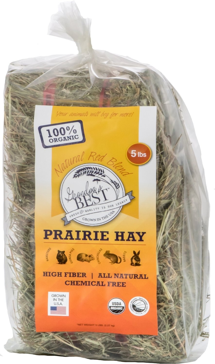 GRANDPA'S BEST Prairie Hay 100% Certified Organic Small Pet Food, 5-lb ...