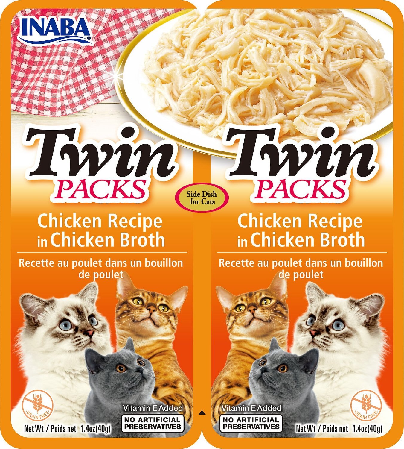 INABA Twin Packs Chicken Recipe in Chicken Broth Grain-Free Cat Food ...