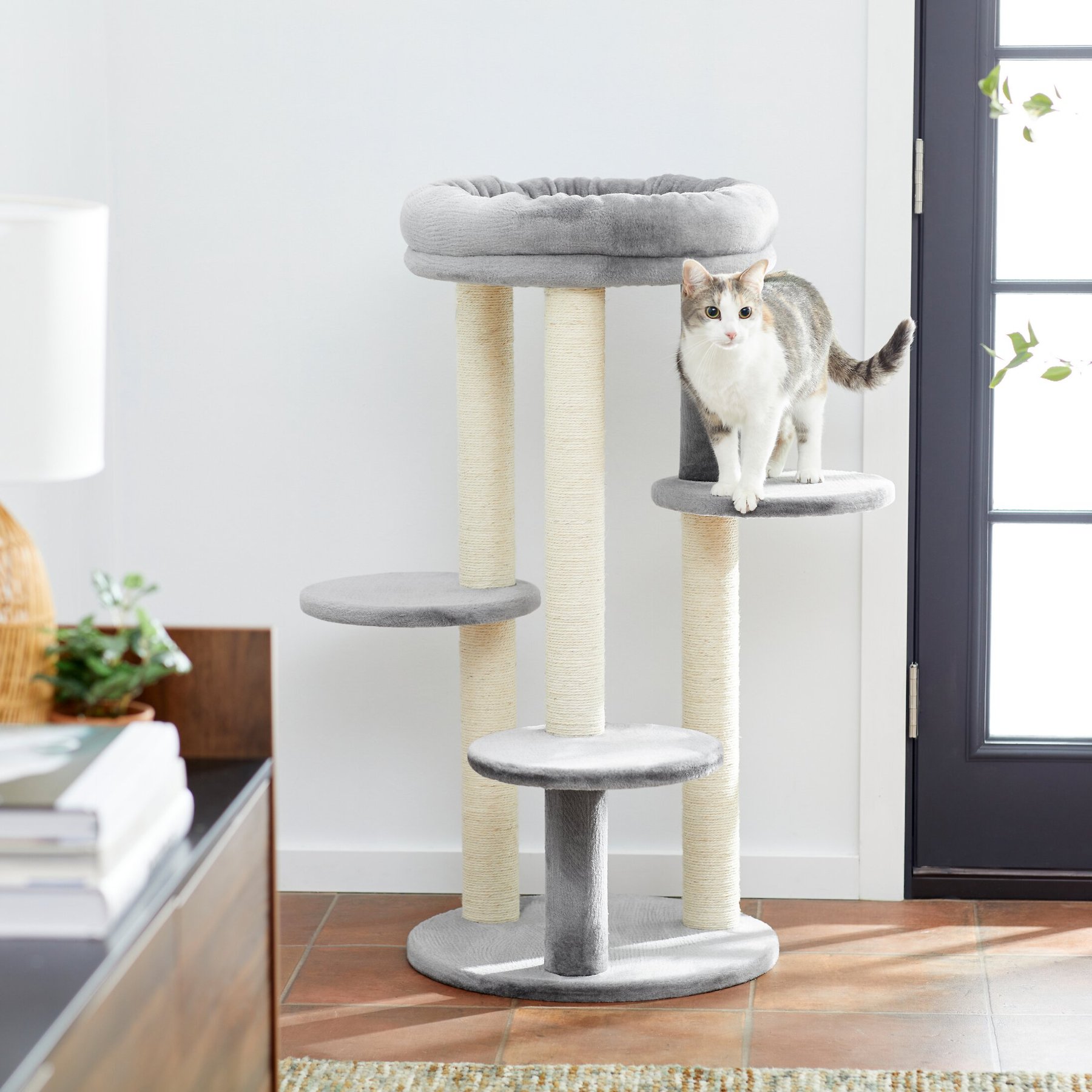 FRISCO 41-in Faux Fur Cat Tree, Gray - Chewy.com