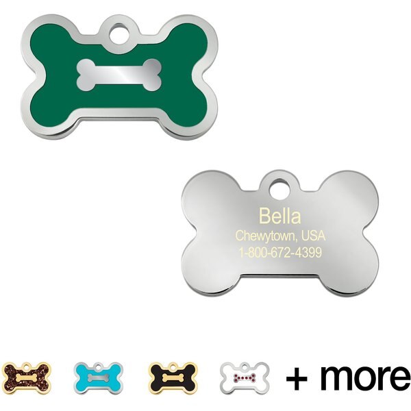 SILIDOG The Silent Dog Tag Silicone Bone Personalized Dog ID Tag, Green ...