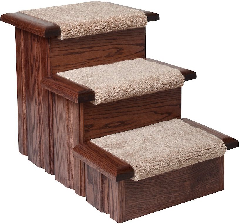 PREMIER PET STEPS 3 Step Carpet Thread Dog & Cat Stairs, Cherry - Chewy.com