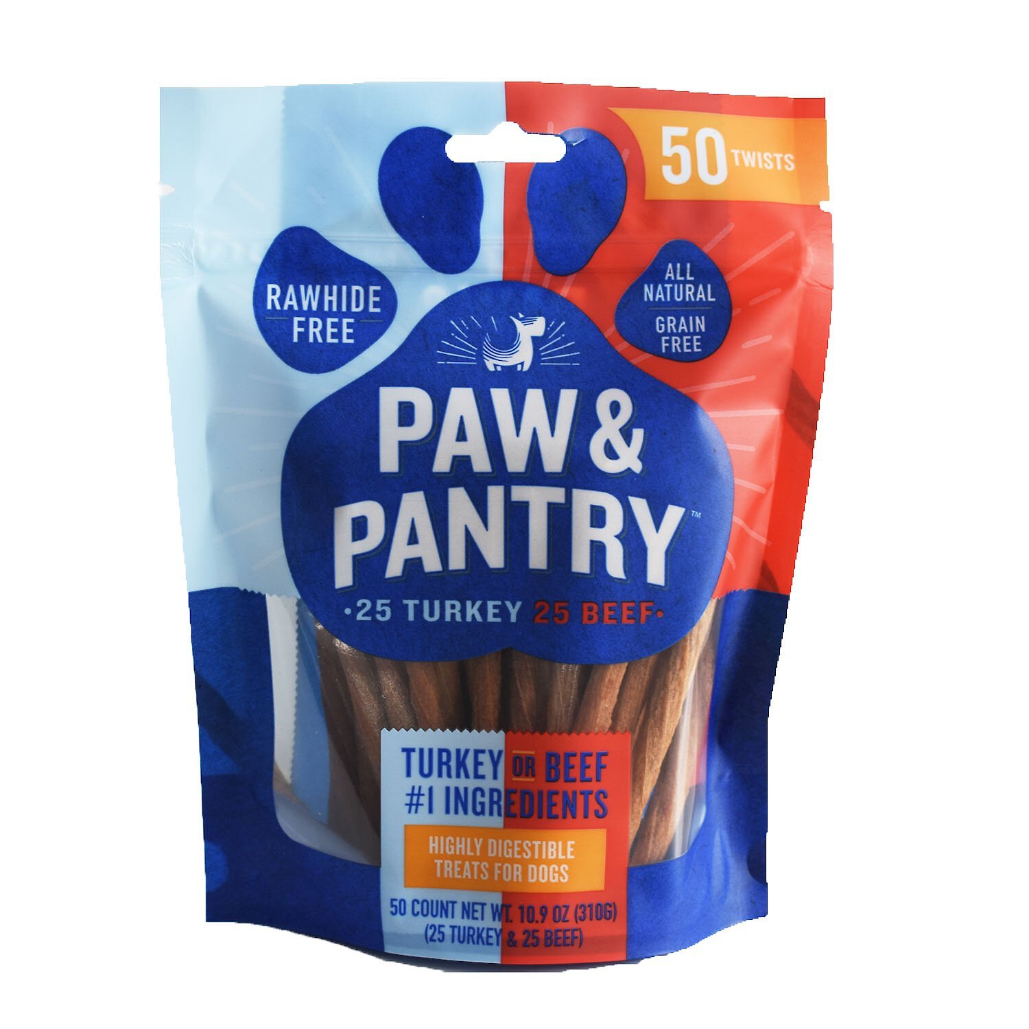 PAW & PANTRY Turkey & Beef Twists Grain-Free Dog Treats, 50 count ...