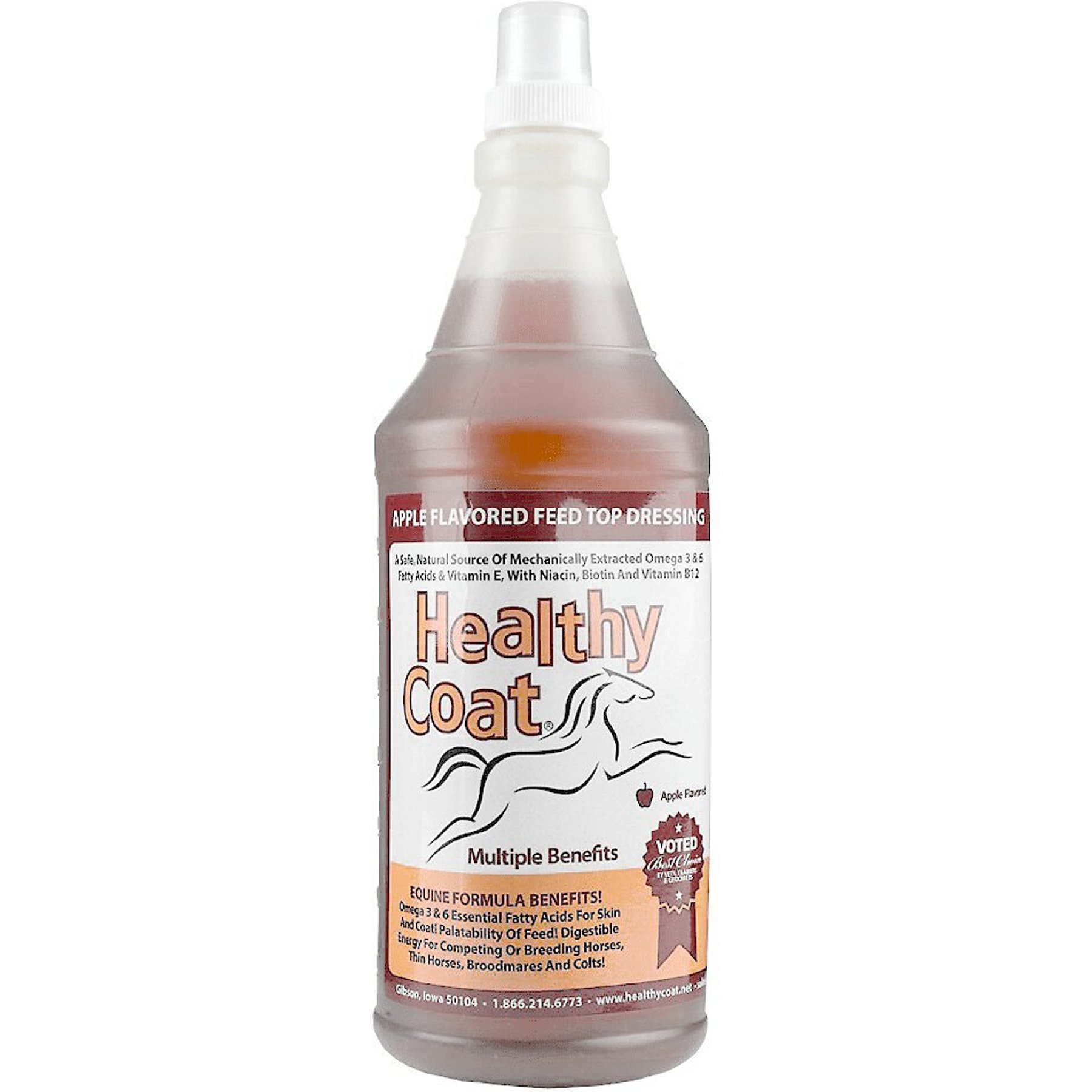 HEALTHY COAT Apple Flavored Feed Top Dressing Liquid Horse Supplement ...