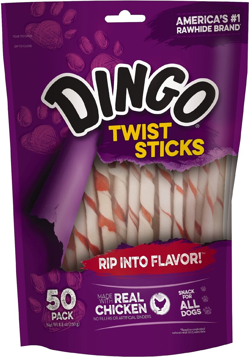 DINGO Twist Sticks Dog Treats, 50 count - Chewy.com