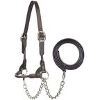 DERBY ORIGINALS Premium Round Rolled Leather Cattle Show Halter & Chain ...