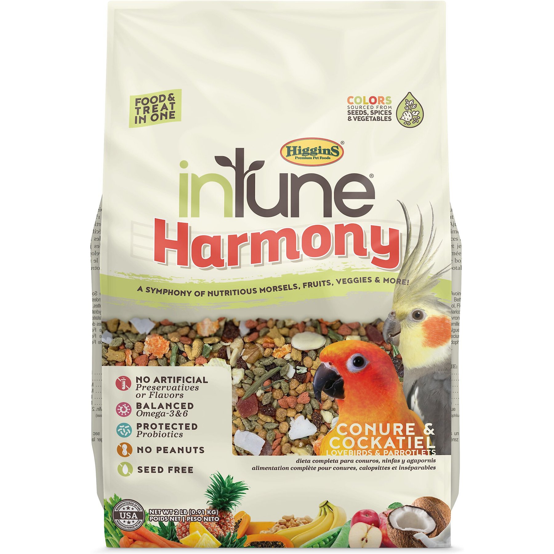 HIGGINS inTune Harmony Conure & Cockatiel Bird Food, 2-lb bag - Chewy.com