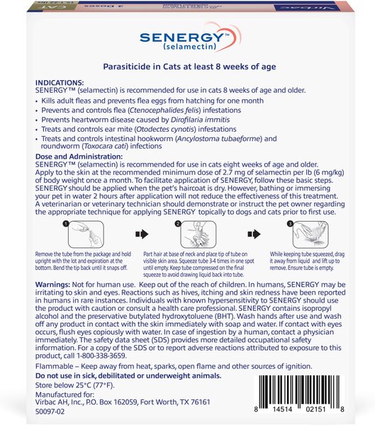 SENERGY Topical Solution for Cats,15.1-22 lbs, (Taupe Box) - Easy ...