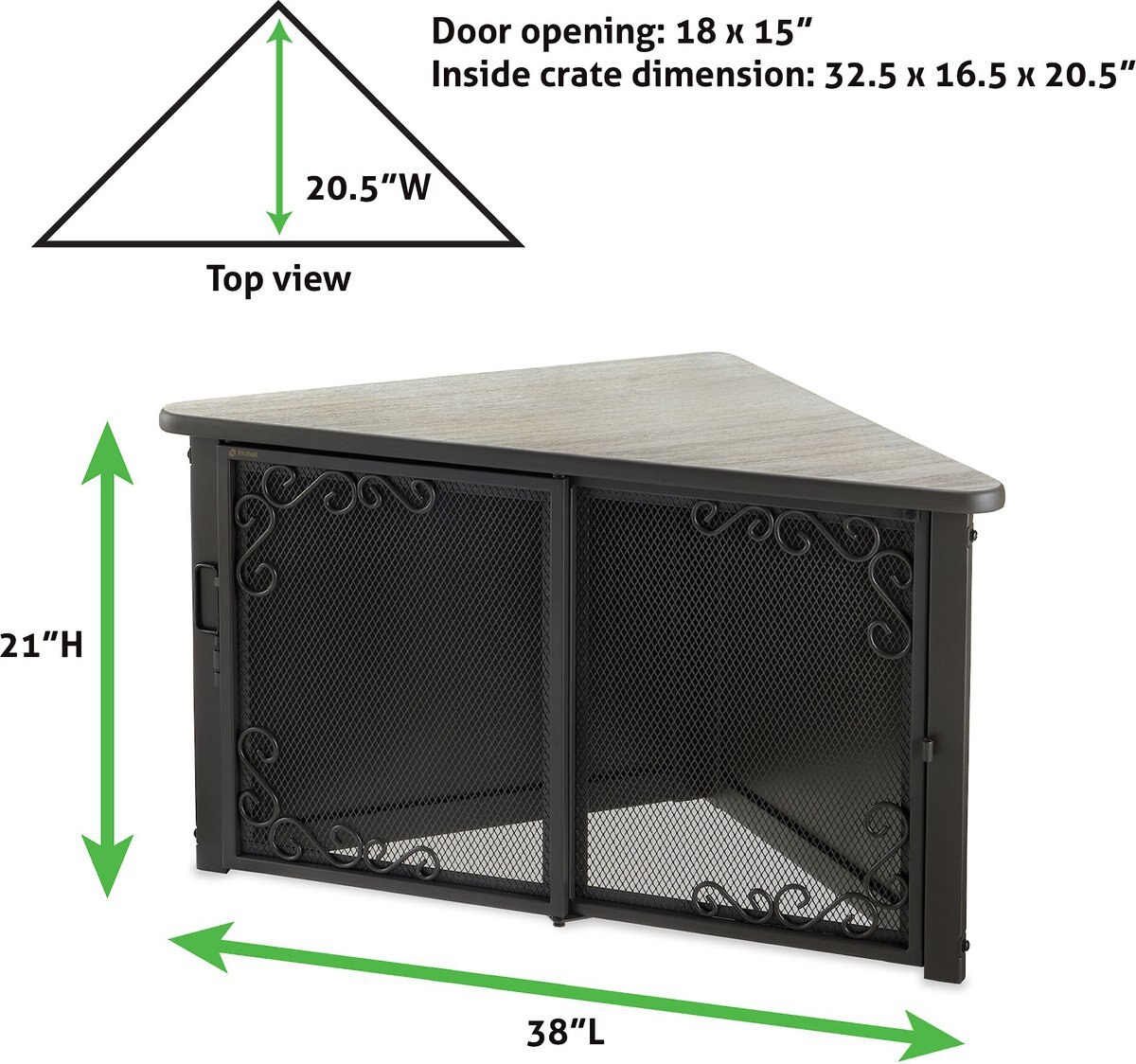 Discontinued - RICHELL Accent Corner Table Dog Crate, Antique Bronze ...