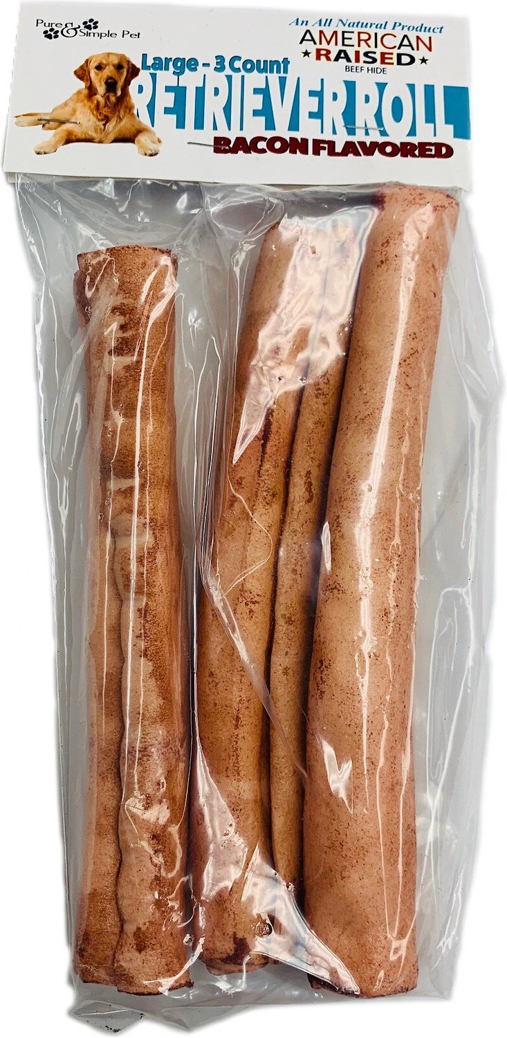 PURE & SIMPLE PET Retriever Roll Bacon Flavored Dog Treats, 3 count ...