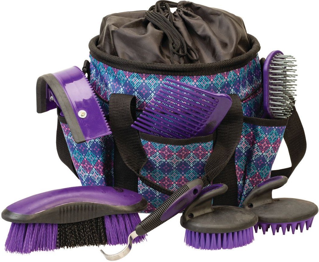 WEAVER LEATHER 7-Piece Horse Grooming Kit, Purple Geo - Chewy.com