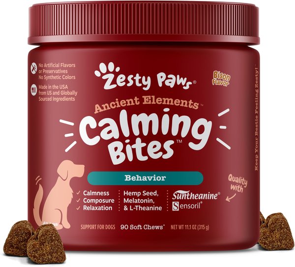 ZESTY PAWS Ancient Elements Hemp Calming Bites Bison Flavored Soft ...