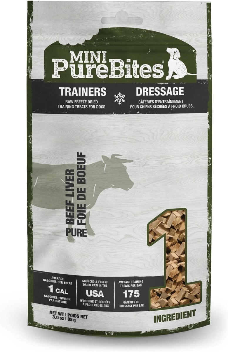 Mini-PureBites Trainers Beef Liver Freeze-Dried Raw Dog Treats, 3-oz ...