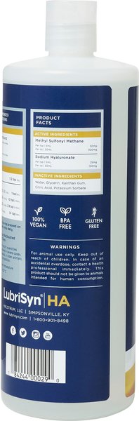 LUBRISYN HA Plus MSM Joint Health Liquid Dog, Cat & Horse Supplement, 1 ...