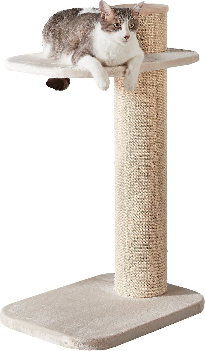 TWO BY TWO City Cat Deluxe European 38-in Faux Fur Cat Tree, Beige ...