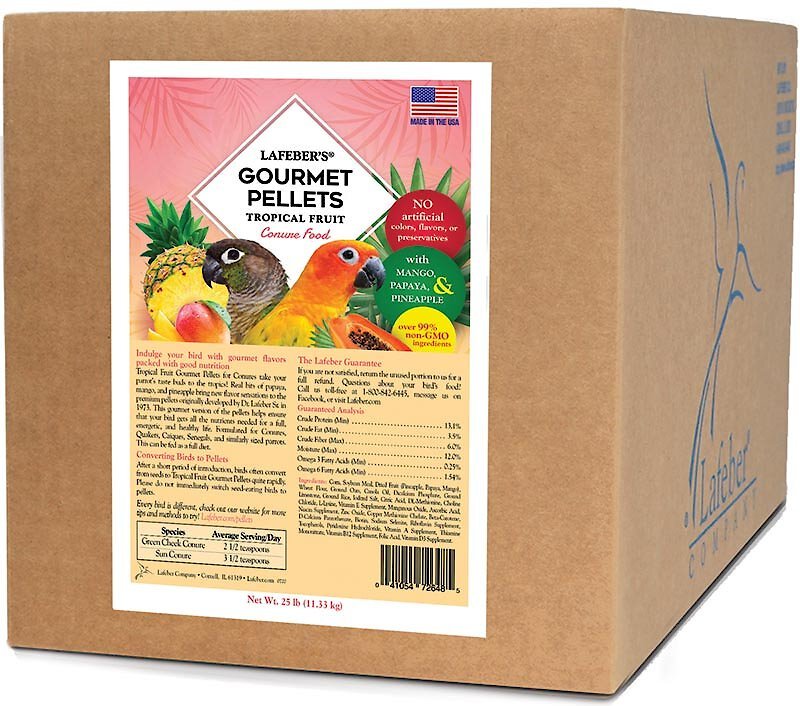 LAFEBER Tropical Fruit Gourmet Pellets Conure Bird Food, 25-lb box ...
