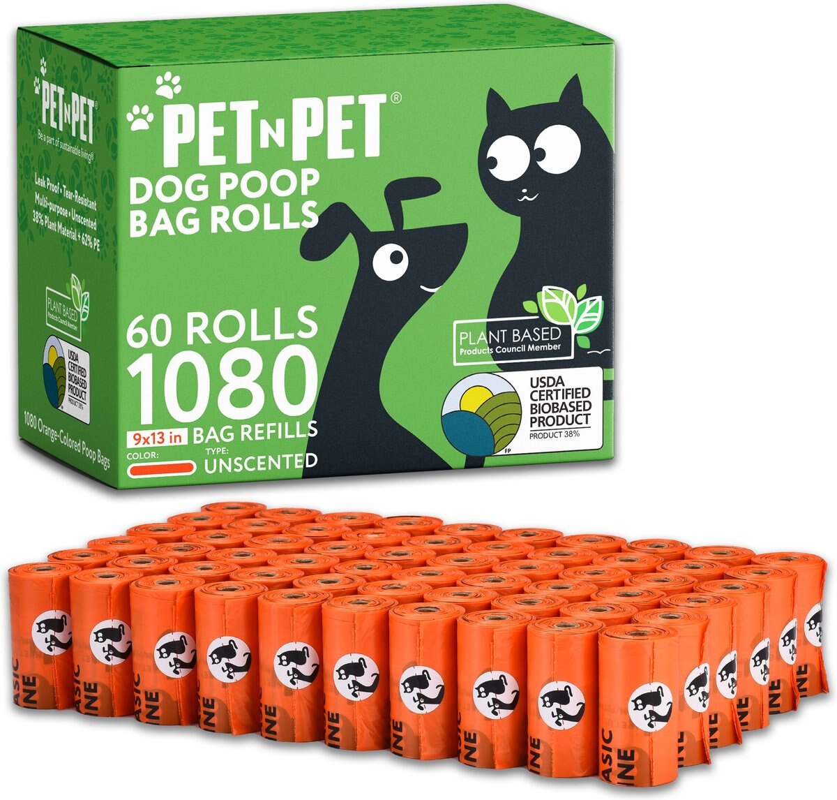 PET N PET Dog Poop Bags, Unscented, 1080 count, Orange - Chewy.com