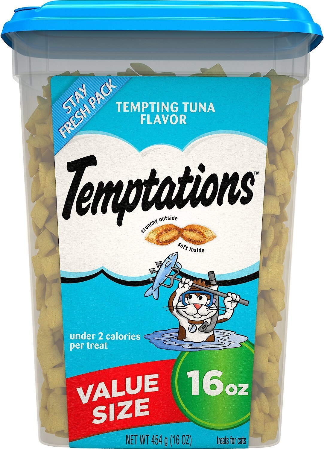 TEMPTATIONS Tempting Tuna Flavor Cat Treats, 16-oz tub, 4 count - Chewy.com