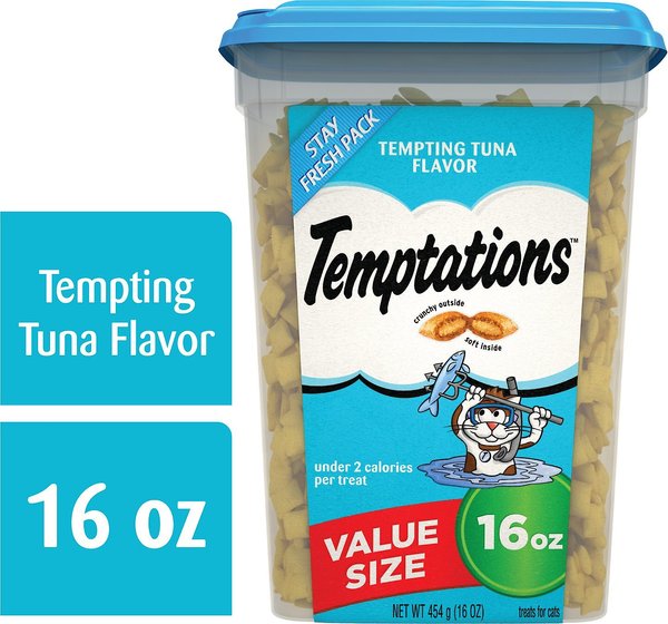 Discontinued - TEMPTATIONS Tempting Tuna Flavor Cat Treats, 16-oz tub ...