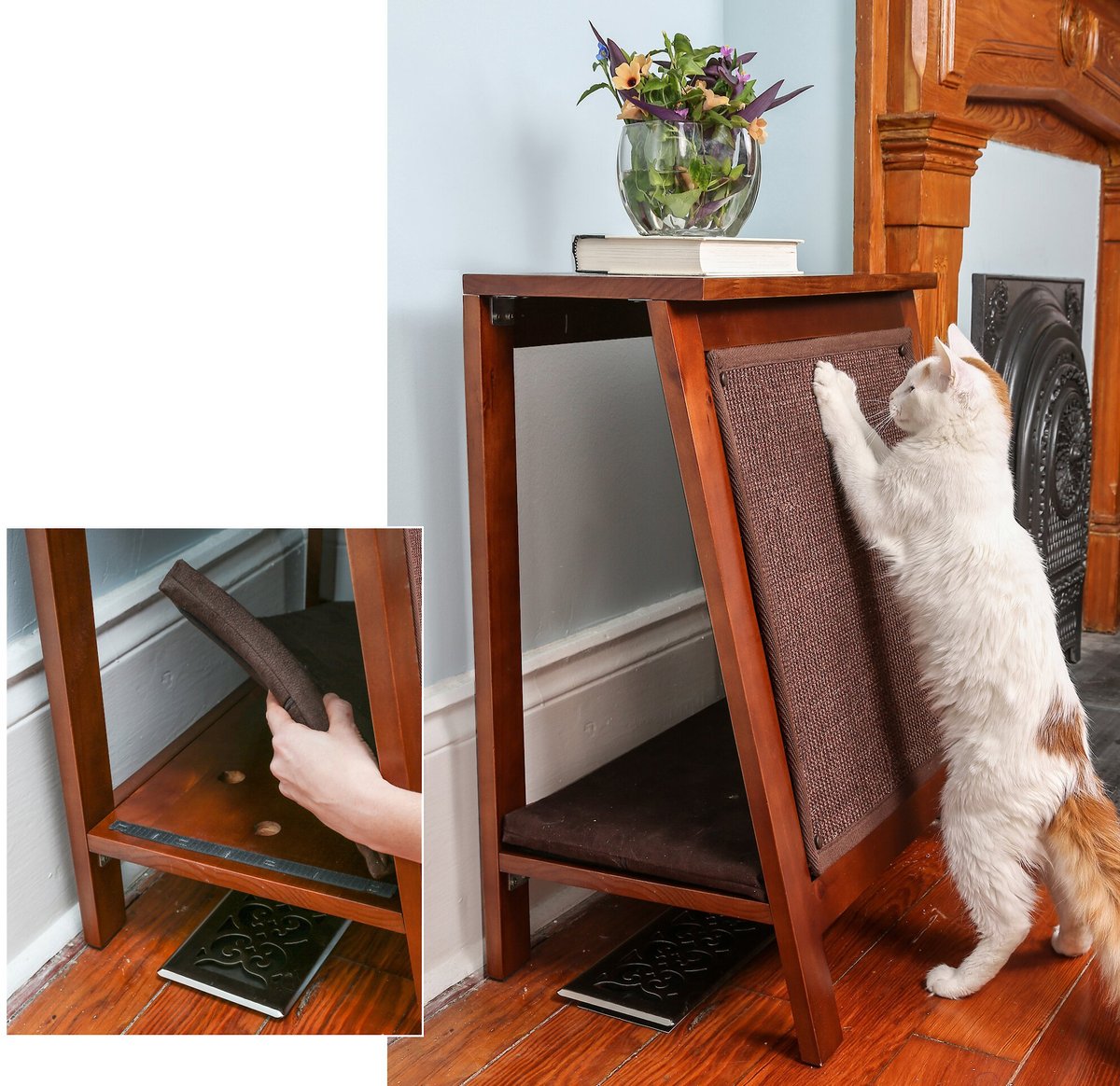 THE REFINED FELINE A-Frame Covered Cat Bed, Mahogany - Chewy.com