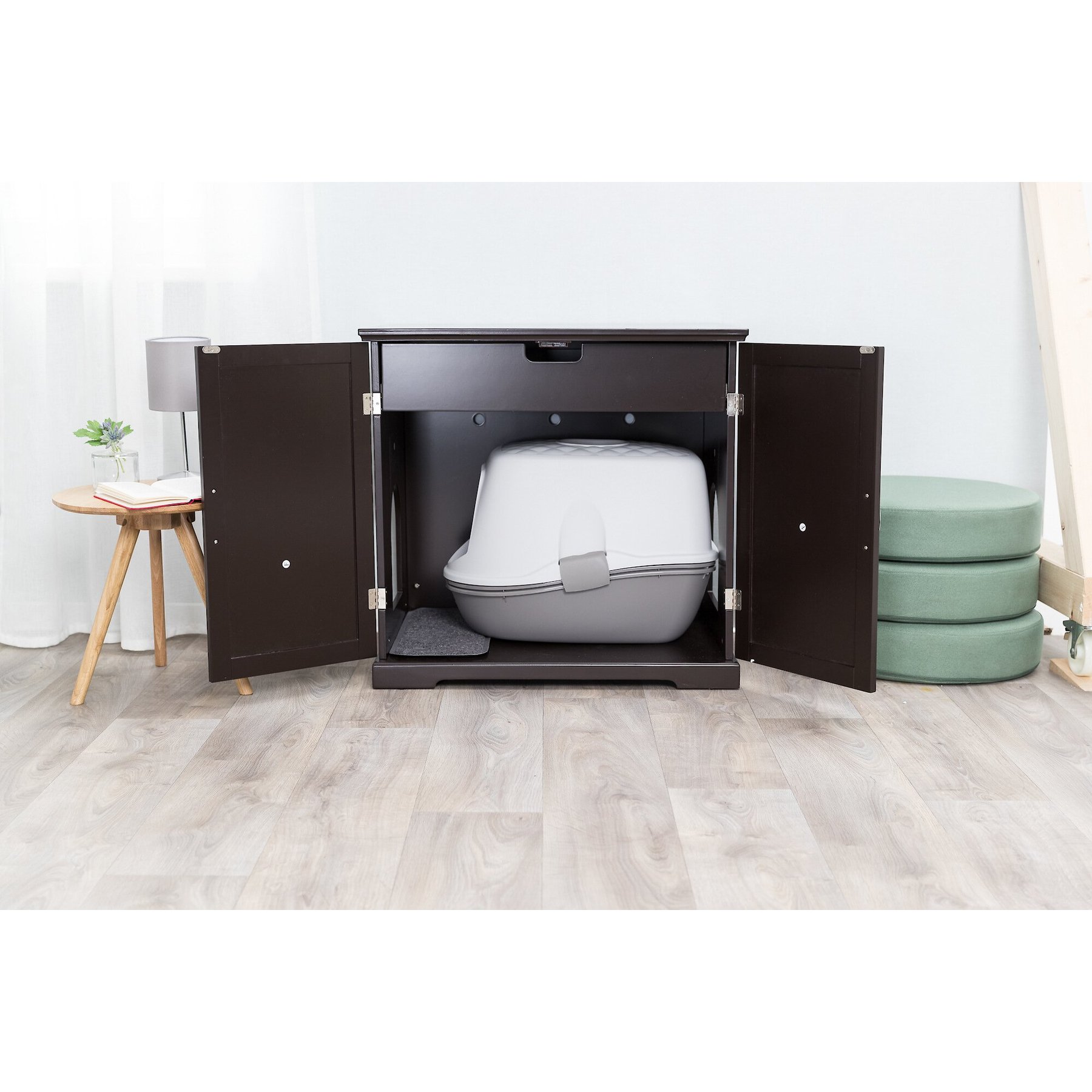 TRIXIE Wooden Cat Litter Box Enclosure, X-Large, Espresso Brown - Chewy.com