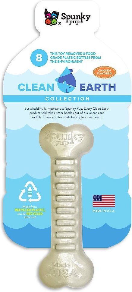 SPUNKY PUP Clean Earth Collection Chicken Flavored Recycled Bone Dog Toy - Chewy.com