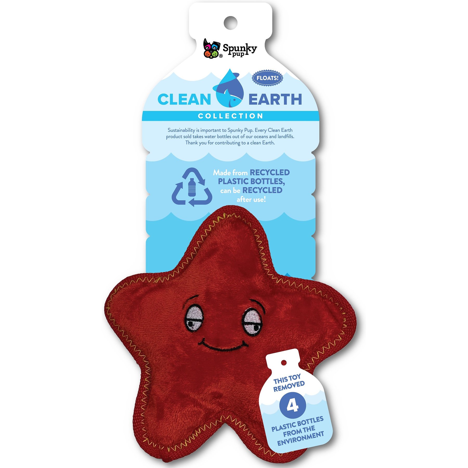 SPUNKY PUP Clean Earth Collection Recycled Starfish Plush Dog Toy, Small - Chewy.com