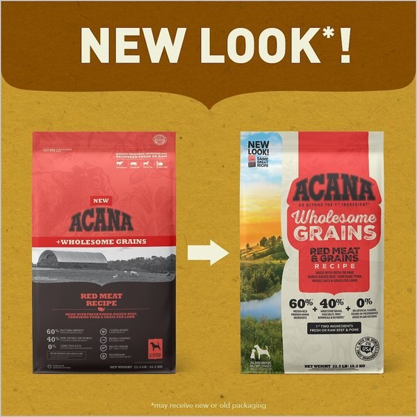 ACANA Wholesome Grains Red Meat Recipe Dry Dog Food, 4-lb bag - Chewy.com