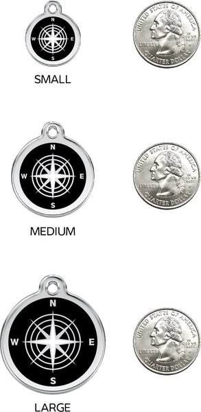 RED DINGO Compass Stainless Steel Personalized Dog & Cat ID Tag, Black ...