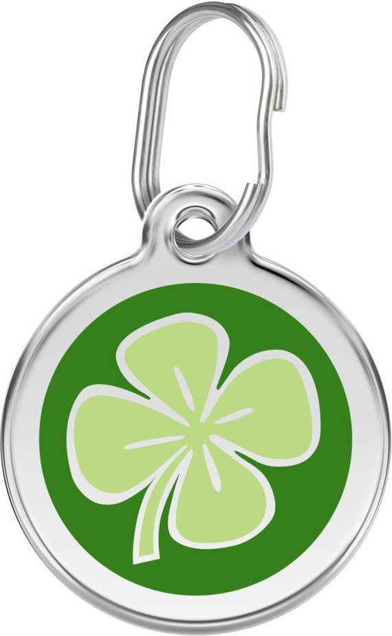 RED DINGO Clover Stainless Steel Personalized Dog & Cat ID Tag, Green ...