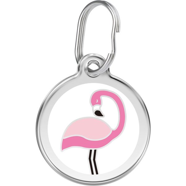 RED DINGO Flamingo Stainless Steel Personalized Dog & Cat ID Tag, Large ...