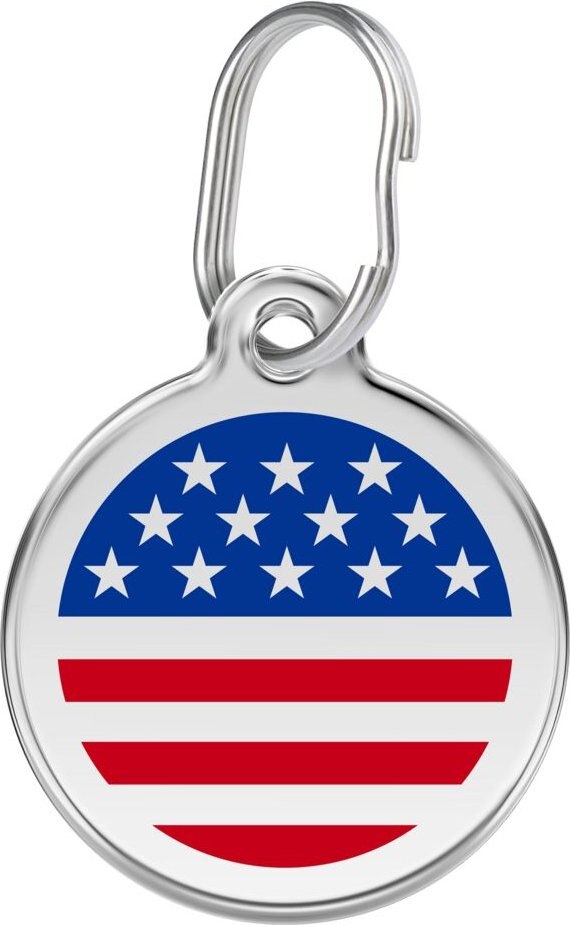 RED DINGO USA Flag Stainless Steel Personalized Dog & Cat ID Tag, Large ...