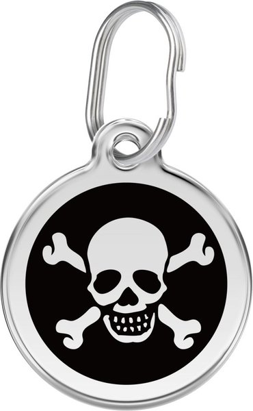 RED DINGO Skull & Crossbones Stainless Steel Personalized Dog & Cat ID ...