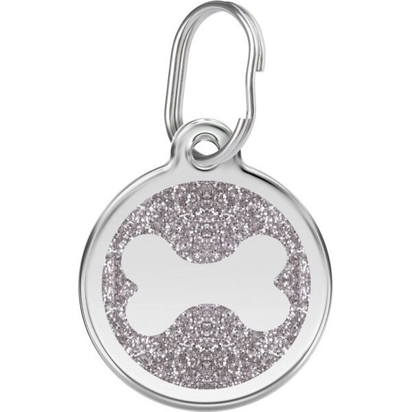 RED DINGO Bone Crystal Diamante Stainless Steel Personalized Dog ID Tag ...