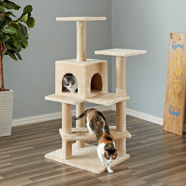 YAHEETECH 53-in Wooden Cat Tree & Condo, Wood - Chewy.com