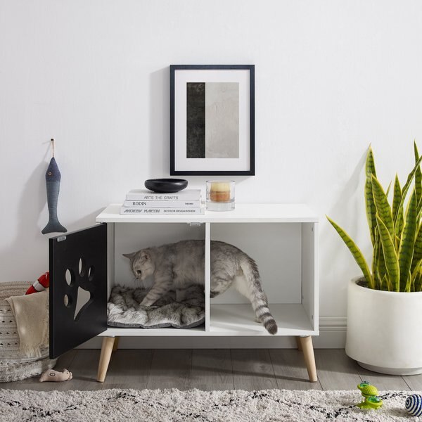 SAM'S PETS Convertible 22-in Cat Tree End Table, Black & White - Chewy.com