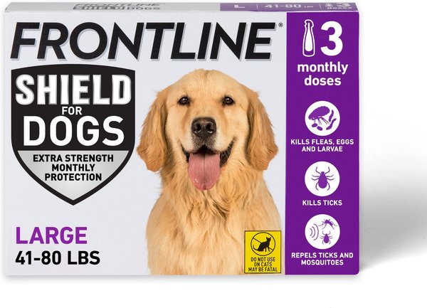 FRONTLINE SHIELD Flea & Tick Treatment for Large Dogs, 41 - 80 lbs, 3 ...