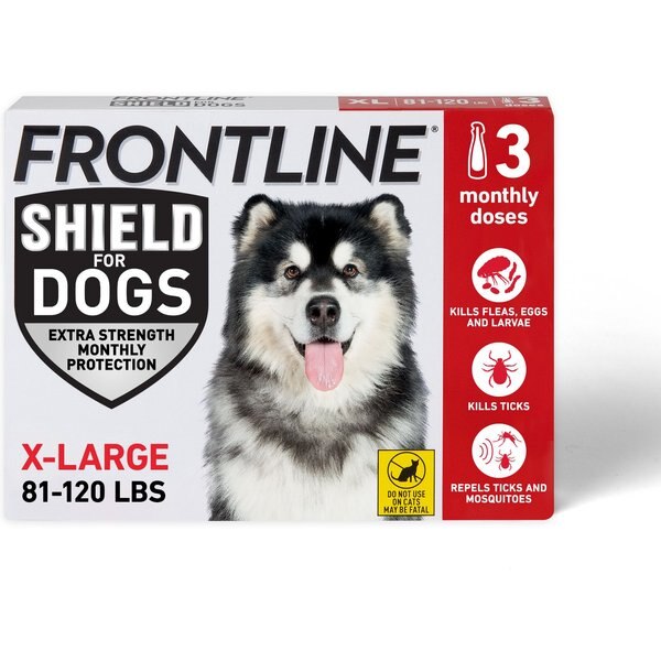 FRONTLINE SHIELD Flea & Tick Treatment for Large Dogs, 41 - 80 lbs, 3 ...